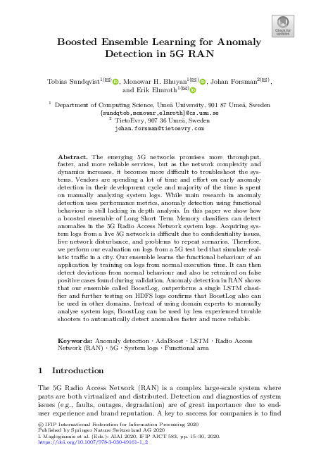 Pdf Boosted Ensemble Learning For Anomaly Detection In 5g Ran