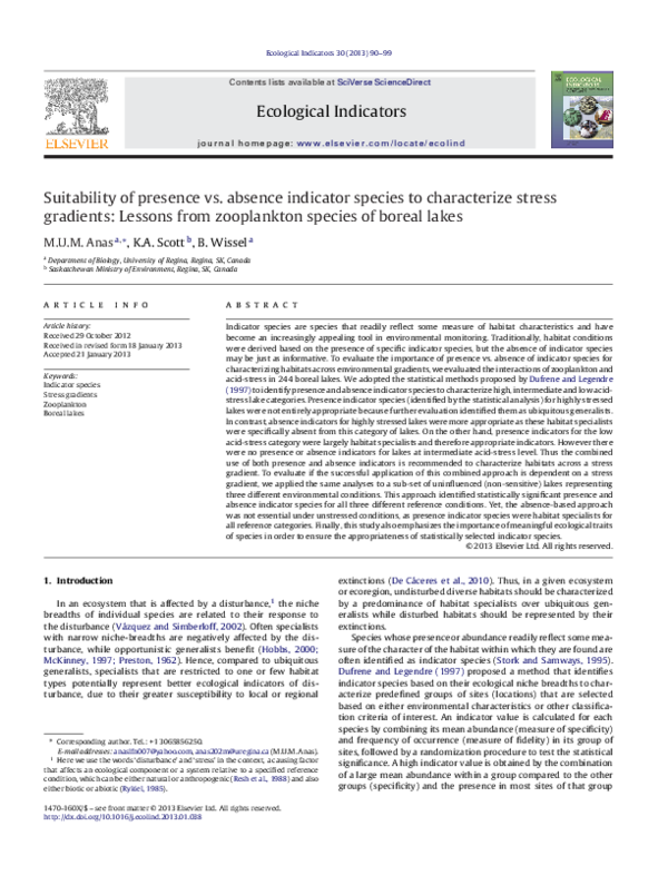 (PDF) Suitability of presence vs. absence indicator species to ...
