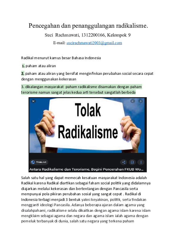 (DOC) Pencegahan dan penanggulangan radikalisme