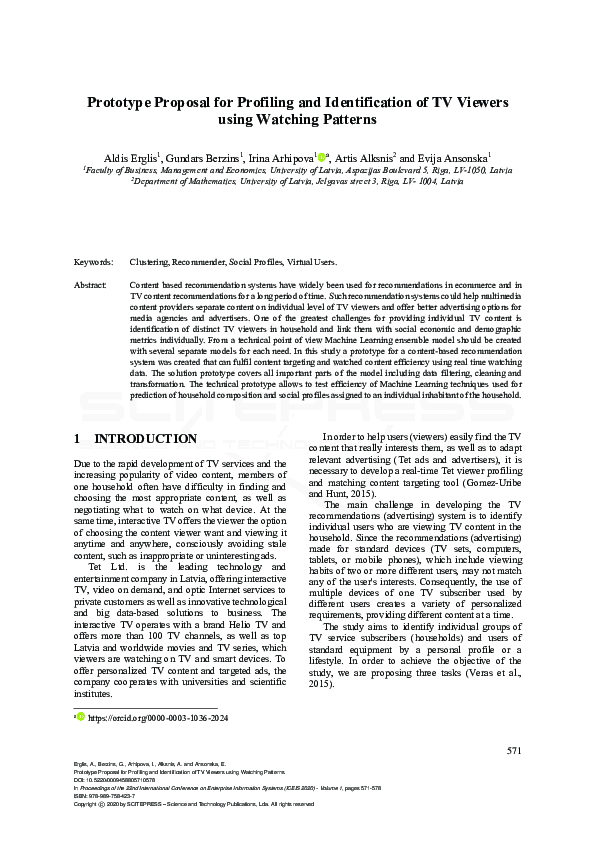 (PDF) Prototype Proposal for Profiling and Identification of TV Viewers using Watching Patterns