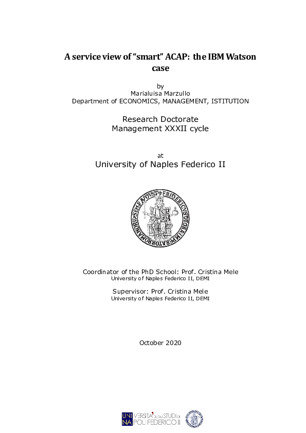 (PDF) A service view of “smart” ACAP: the IBM Watson case