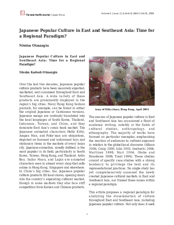 (PDF) Japanese Popular Culture in East and Southeast Asia: Time for a ...