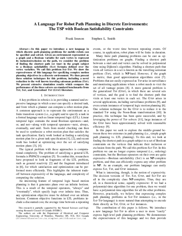 (PDF) A language for robot path planning in discrete environments: The ...