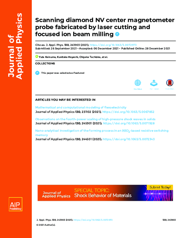 (PDF) Scanning diamond NV center magnetometer probe fabricated by laser ...