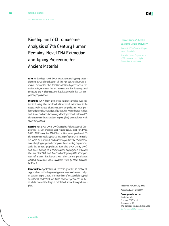 (PDF) Kinship and Y-Chromosome Analysis of 7th Century Human Remains ...