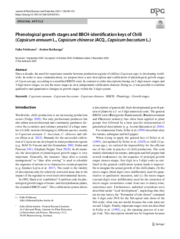 (PDF) Phenological growth stages and BBCH-identification keys of Chilli ...