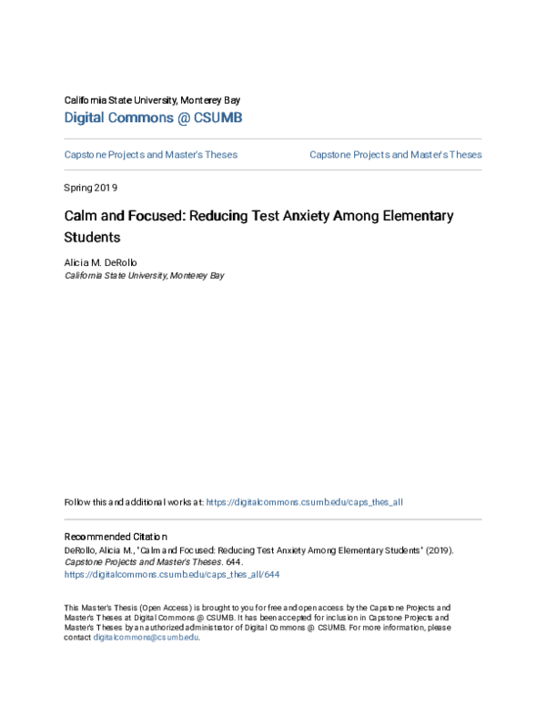 (PDF) Calm and Focused: Reducing Test Anxiety Among Elementary Students