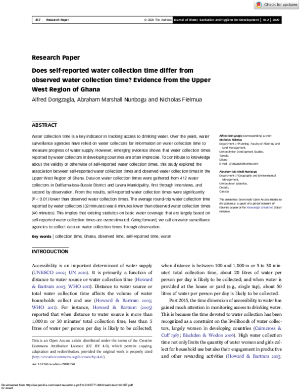 (PDF) Does self-reported water collection time differ from observed ...