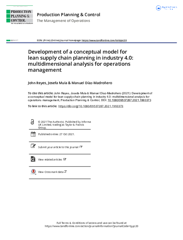 (PDF) Development of a conceptual model for lean supply chain planning in industry 4.0 ...