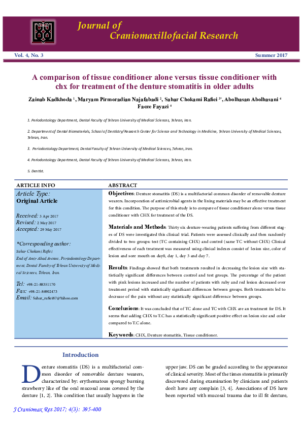 (PDF) A comparison of tissue conditioner alone versus tissue ...