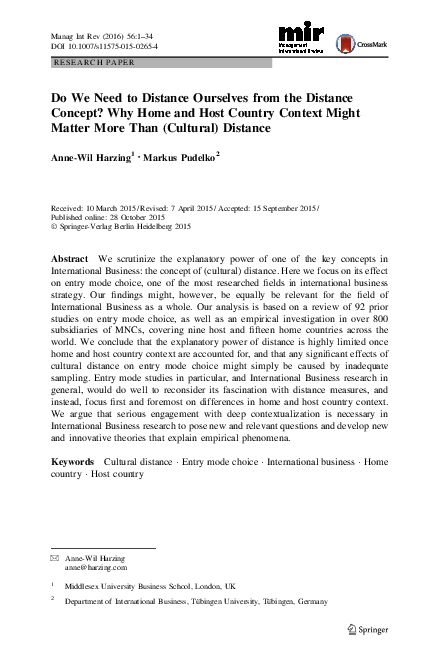 (PDF) Do We Need to Distance Ourselves from the Distance Concept? Why ...