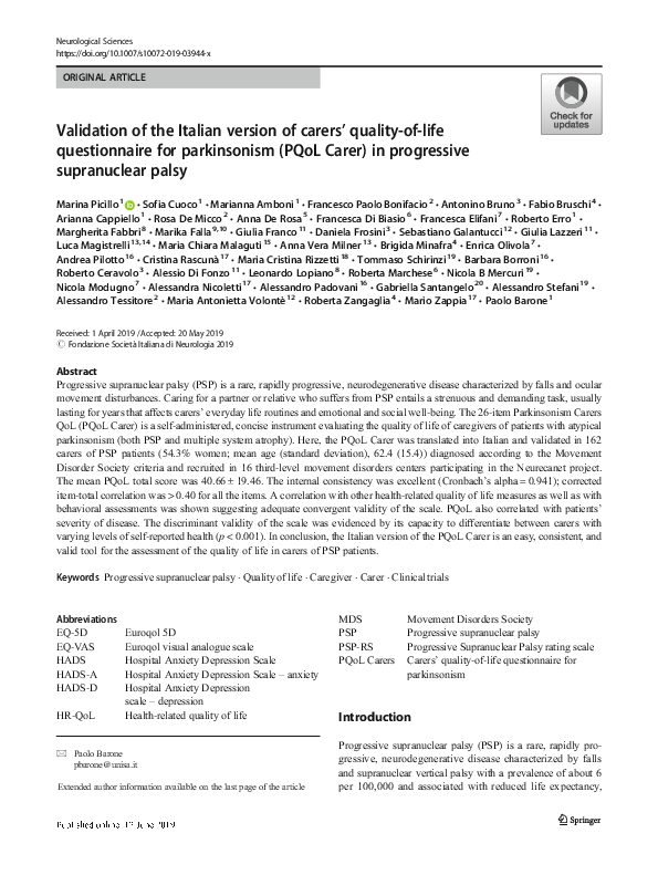 (PDF) Validation of the Italian version of carers’ quality-of-life ...