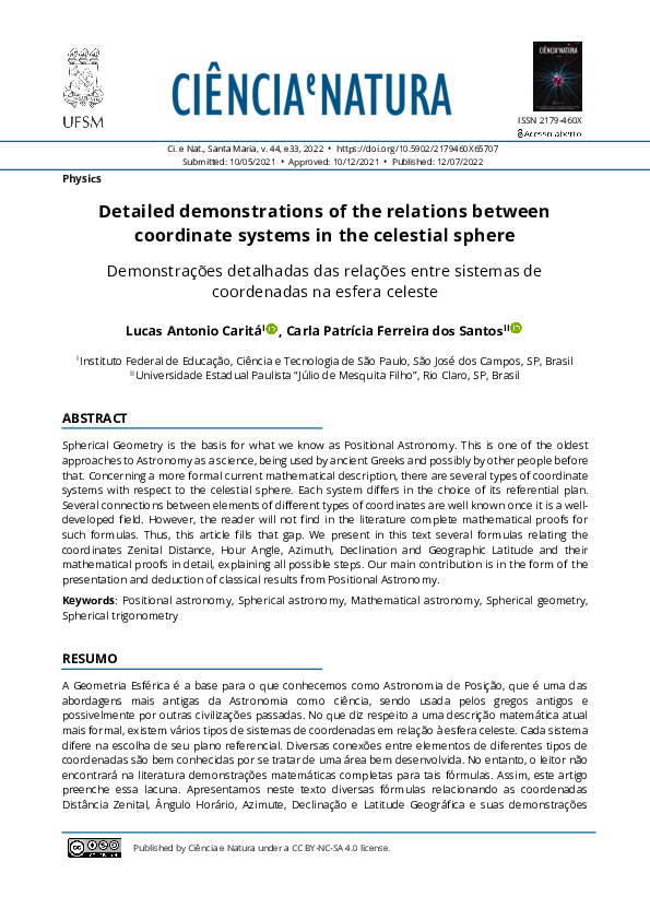 (PDF) Detailed demonstrations of the relations between coordinate ...