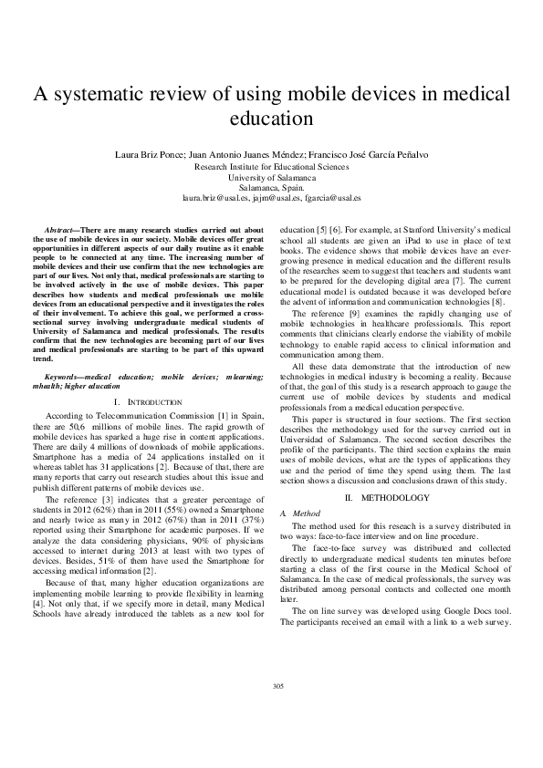 Pdf A Systematic Review Of Using Mobile Devices In Medical Education