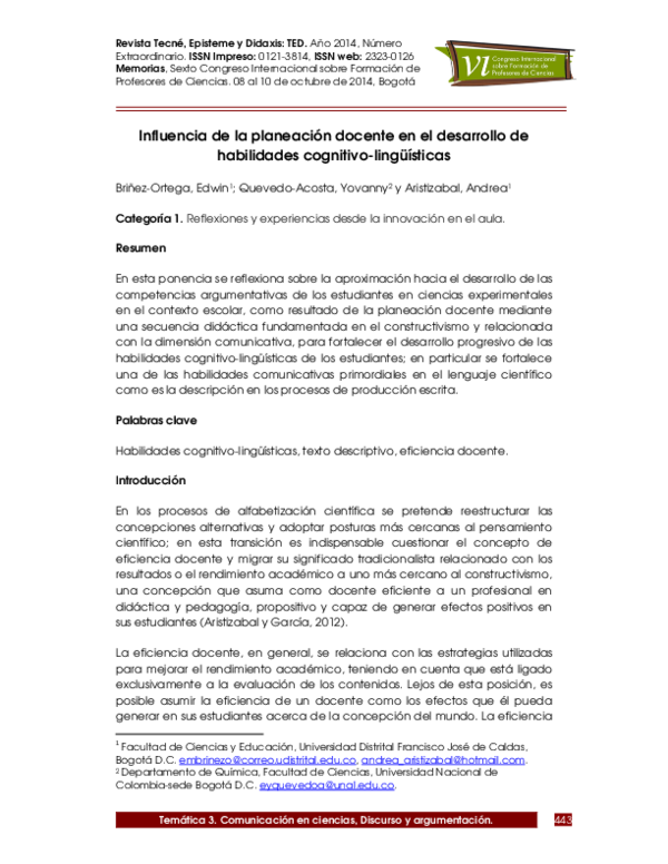 (PDF) Influencia de la planeación docente en el desarrollo de ...