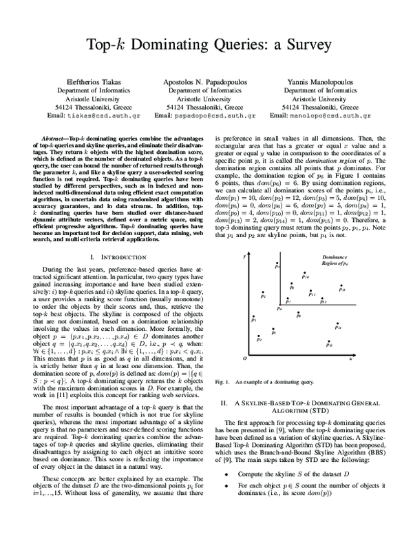 (PDF) Top-k Dominating Queries : a Survey