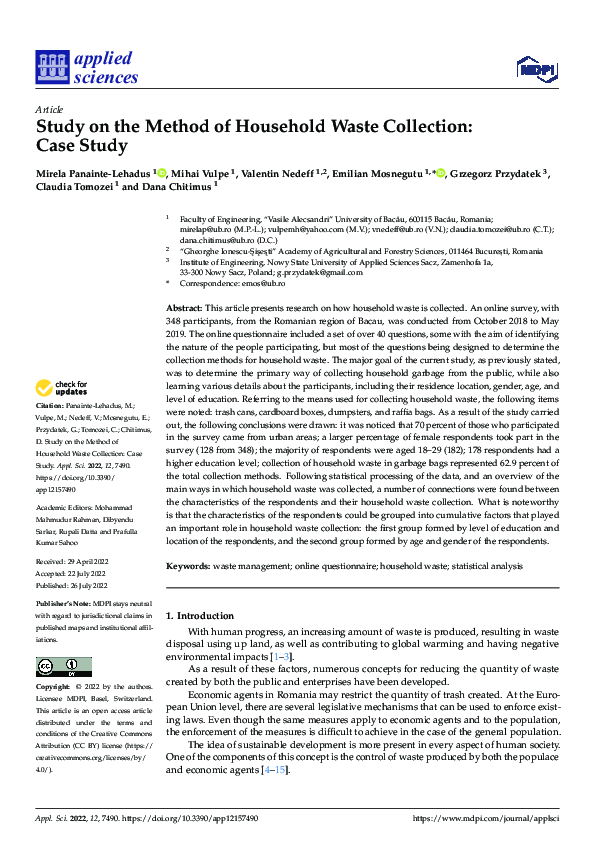 (PDF) Study on the Method of Household Waste Collection: Case Study