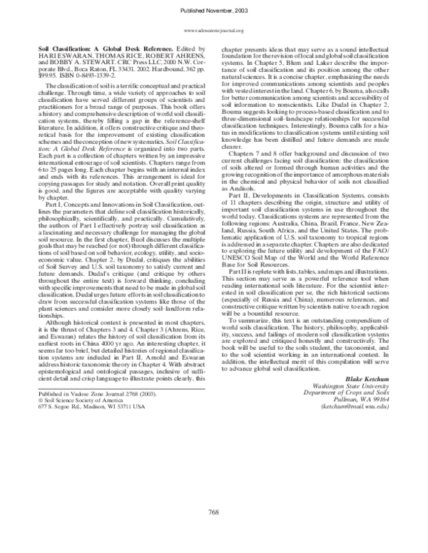 (PDF) Soil Classification: A Global Desk Reference