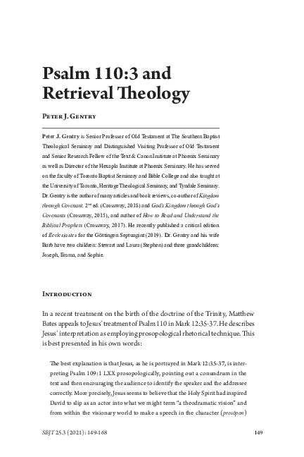 (PDF) Psalm 110:3 and Retrieval Theology