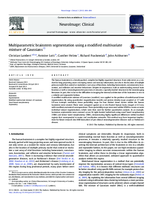 Pdf Multiparametric Brainstem Segmentation Using A Modified