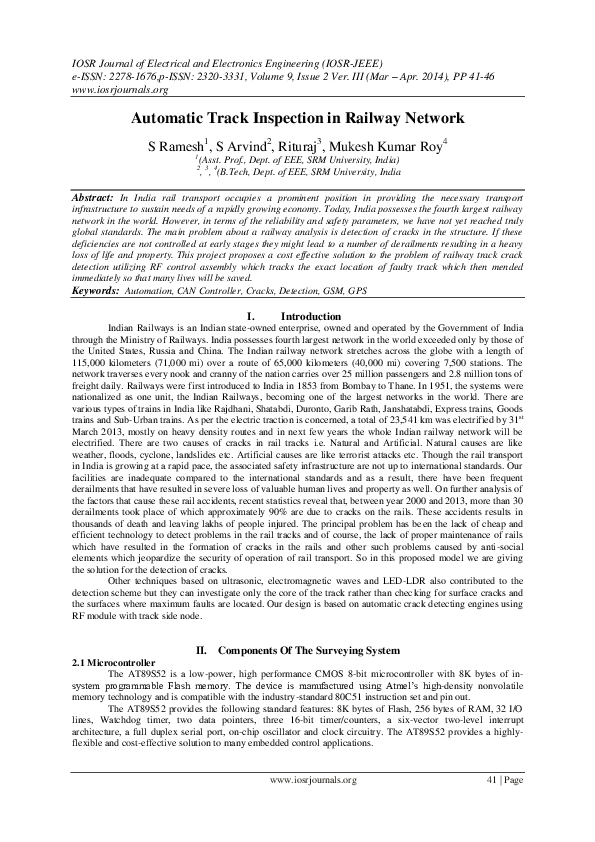 (PDF) Automatic Track Inspection in Railway Network | Rituraj Rituraj ...