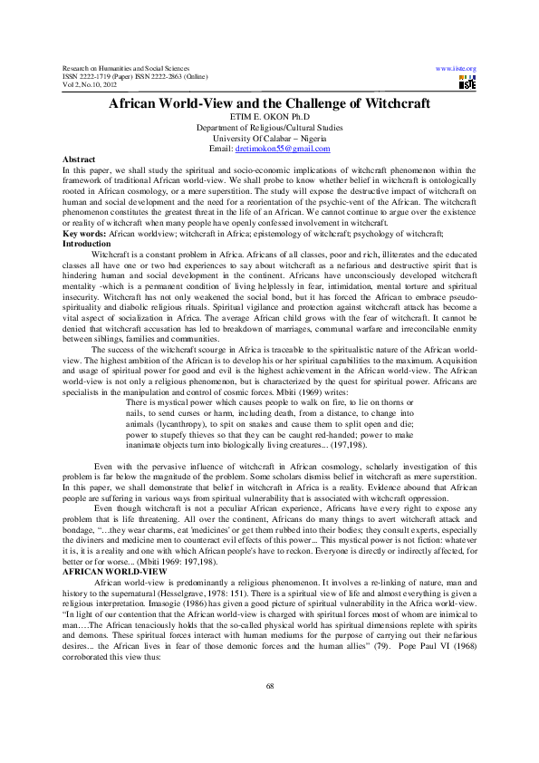 (PDF) African World-View and the Challenge of Witchcraft