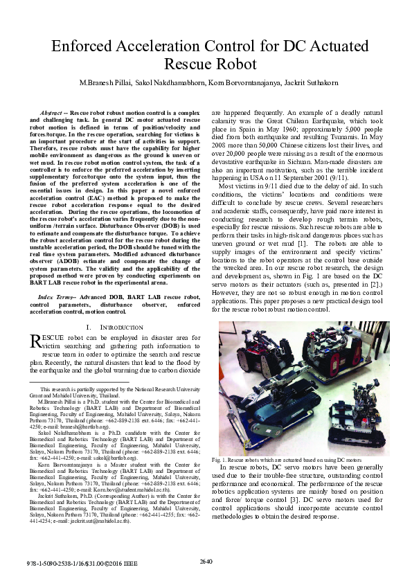 (PDF) Enforced acceleration control for DC actuated rescue robot