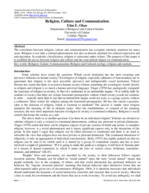 (PDF) Religion, Culture and Communication