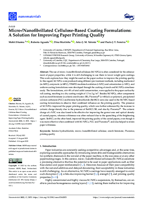 (PDF) Micro-/Nanofibrillated Cellulose-Based Coating Formulations: A ...