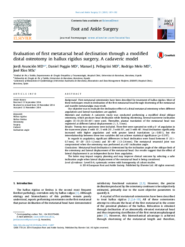 (PDF) Evaluation of first metatarsal head declination through a ...
