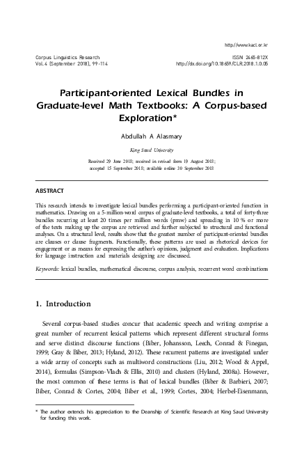 (PDF) Lexical Bundles in Graduate Math Textbooks