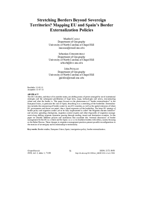 (PDF) Stretching Borders Beyond Sovereign Territories? Mapping EU and ...