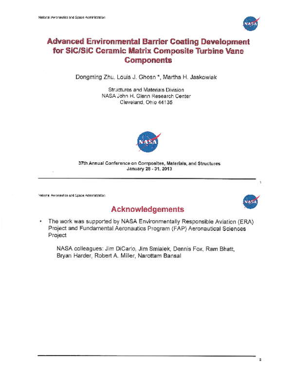 (PDF) Advanced Environmental Barrier Coating Development for SiC/SiC ...