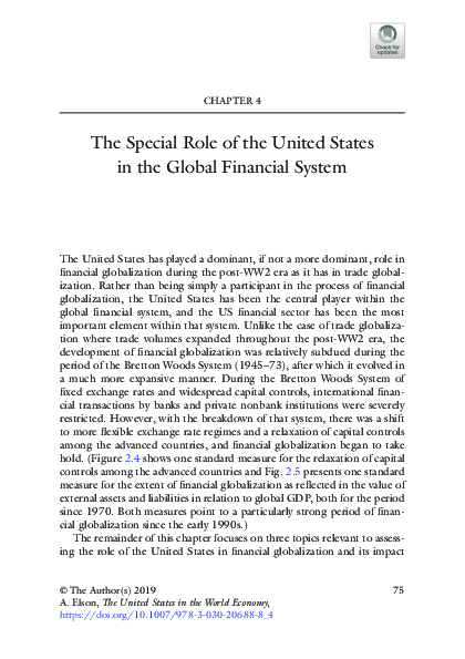 (PDF) The Special Role of the United States in the Global Financial System