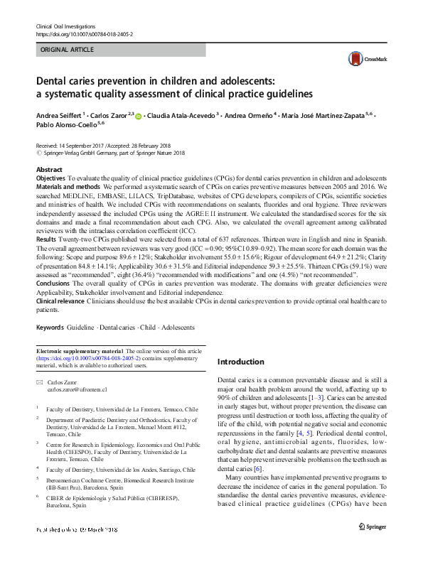 Pdf Dental Caries Prevention In Children And Adolescents A