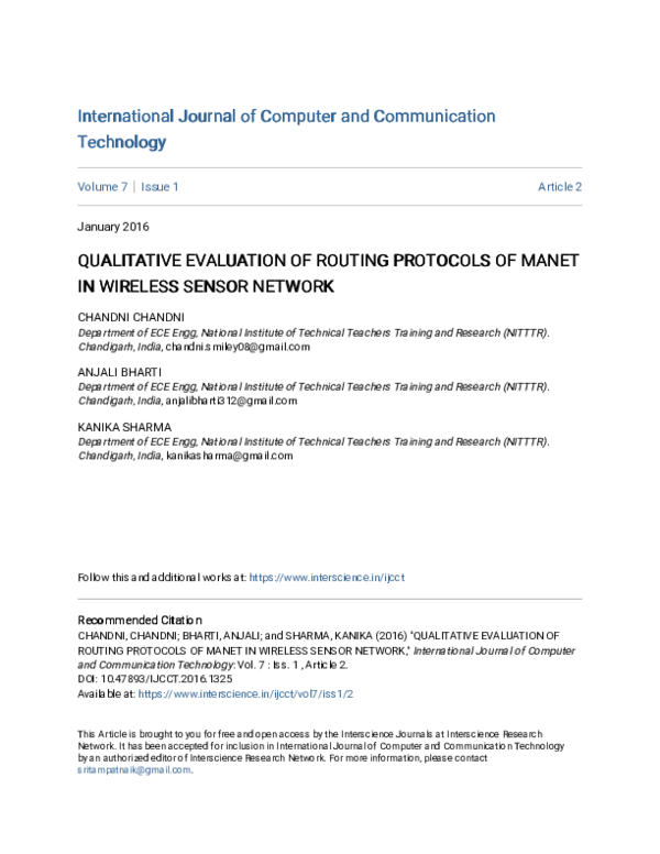 Pdf Qualitative Evaluation Of Routing Protocols Of Manet In Wireless