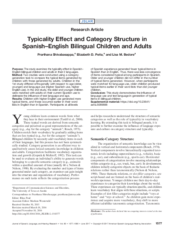 (PDF) Typicality Effect and Category Structure in Spanish-English ...