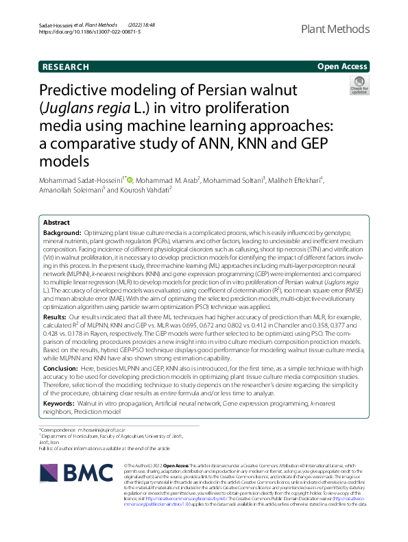 (PDF) Predictive modeling of Persian walnut (Juglans regia L.) in vitro ...