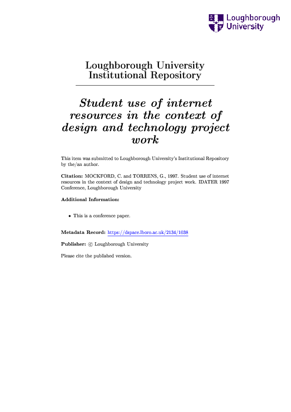(PDF) Student use of internet resources in the context of design and ...