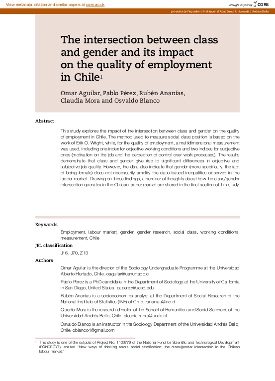 (PDF) Intersection between class and gender and its effect on the ...