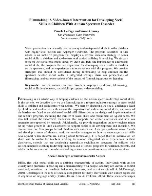 (PDF) Filmmaking: A Video-Based Intervention for Developing Social ...
