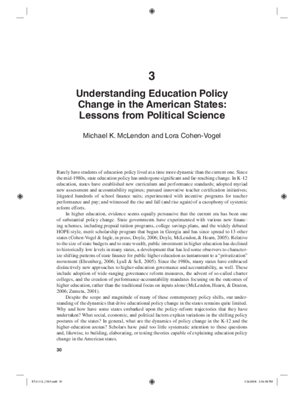 (PDF) Understanding Education Policymaking and Policy Change in the ...