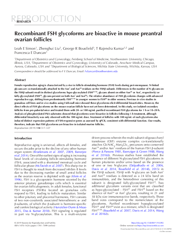 (PDF) Recombinant FSH glycoforms are bioactive in mouse preantral ...