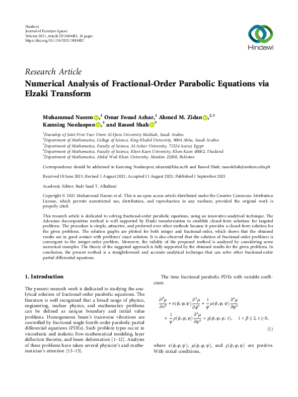 Pdf Numerical Analysis Of Fractional Order Parabolic Equations Via