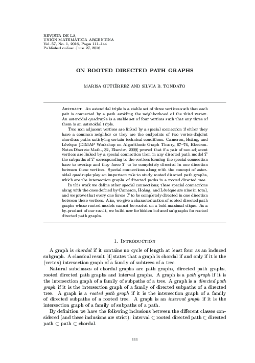 (PDF) On rooted directed path graphs