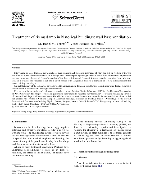 (PDF) Treatment of rising damp in historical buildings: wall base ...