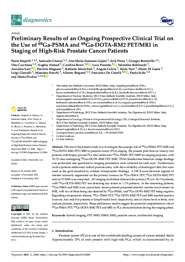 (PDF) Preliminary Results of an Ongoing Prospective Clinical Trial on the Use of 68Ga-PSMA and ...