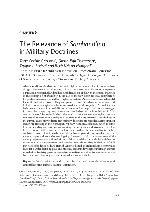 (PDF) The Relevance of Samhandling in Military Doctrines