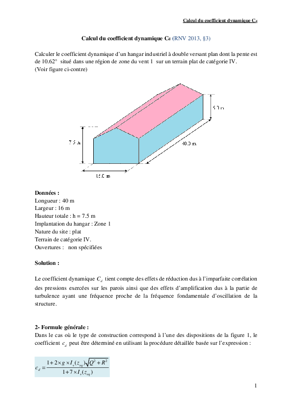 (PDF) Calcul du coefficient dynamique Cd selon RNV 2013