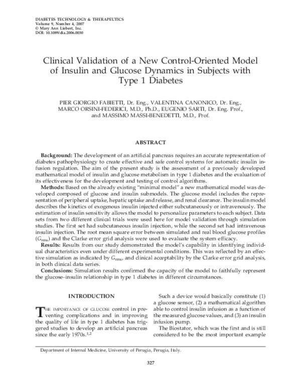 (PDF) Clinical Validation of a New Control-Oriented Model of Insulin ...